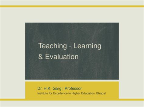 Pdf Teaching Learning And Evaluation