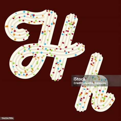 유혹 하는 티 포 그래피 글꼴 디자인입니다 채찍 질 크림과 사탕의 3d 문자 H 0명에 대한 스톡 벡터 아트 및 기타 이미지 0명 거품 내기 디자인 Istock