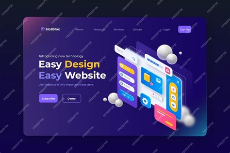 아이소메트릭 Uiux 방문 페이지 템플릿 무료 벡터