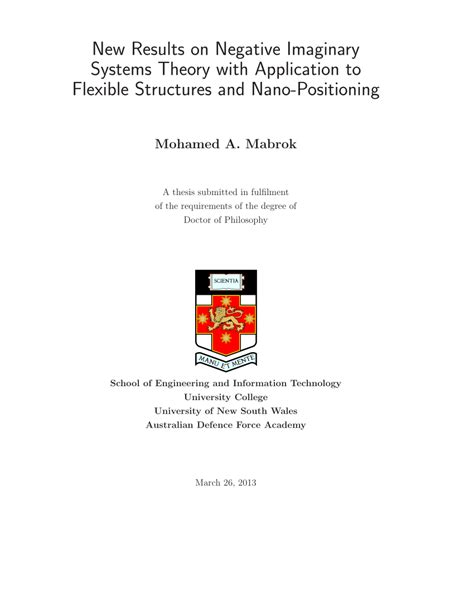 Pdf New Results On Negative Imaginary Systems Theory With Application