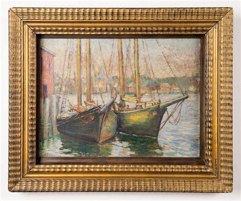 Unknown Antique Gloucester Harbor New England Fishing Boat Seascape