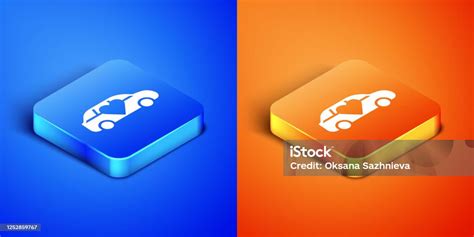 파란색과 주황색 배경에 격리 된 등색 럭셔리 리무진 자동차 아이콘 세계 초연 유명 인사와 손님 포스터 정사각형 버튼입니다 벡터