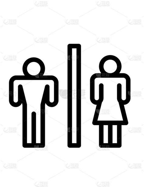 白色背景下厕所性别标志的病媒说明