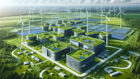 Modern Green Data Centers With Renewable Energy Sources Solar And Wind