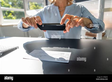 Remote Check Deposit Taking Photo Stock Photo Alamy