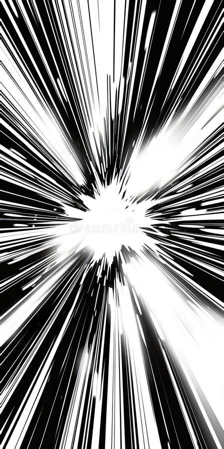 Black And White Lines Radiating Outwards From Central Point Creating Sense Of Movement And