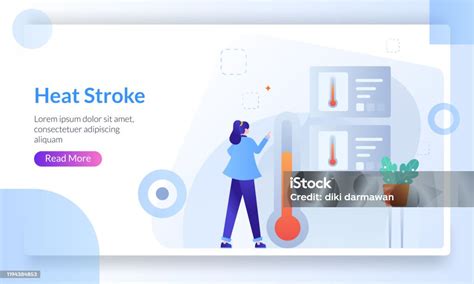열사병 개념 고온 열 탈수 예방 건강 관리를 위한 식수 배너 전단지 Ui 웹 모바일 앱 포스터용 방문 페이지 템플릿 고체온증에