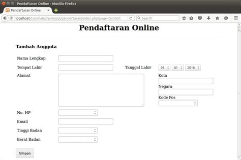 Membuat Formulir Pendaftaran Online Untuk Input Ke Database