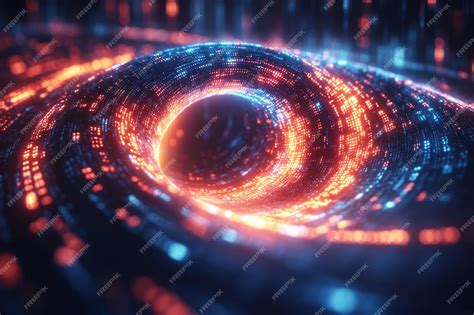 An Abstract Loop Of Binary Code Digits In Neon Red And Blue Rotating