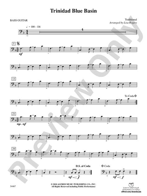 Trinidad Blue Basin String Bass String Bass Part Digital Sheet Music Download