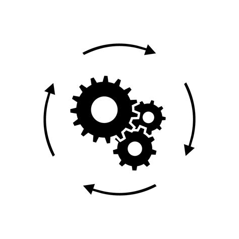 Workflow Process Icon In Flat Style Gear Cog Wheel With Arrows Vector