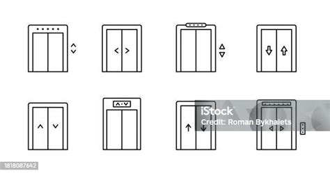 엘리베이터 아이콘 세트입니다 엘리베이터 리프트 윤곽선 아이콘입니다 엘리베이터 벡터 아이콘 모음입니다 주당순이익 10 누름 버튼에