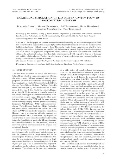 pdf numerical simulation of lid driven cavity flow by isogeometric