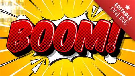 3d Comic Text Effect Boom With Red And Black Text Style Font Generator
