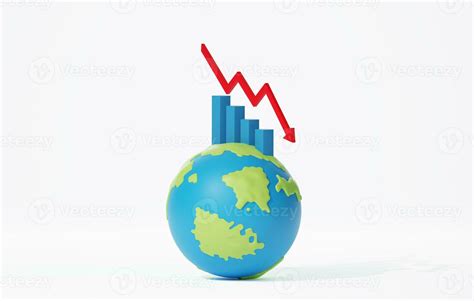 Red Arrow Pointing Down With Declining Bar Graph On White Background 3d Rendering 3d