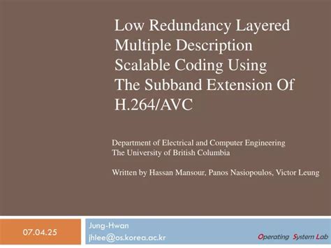 Ppt Layered Multiple Description Scalable Coding For Video