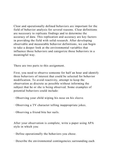 Clear And Operationally Defined Behaviors Are Important For The Docx