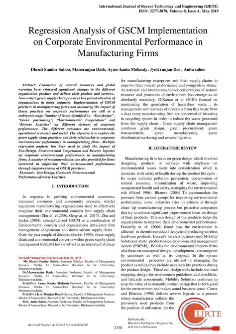 Pdf Regression Analysis Of Gscm Implementation On Corporate