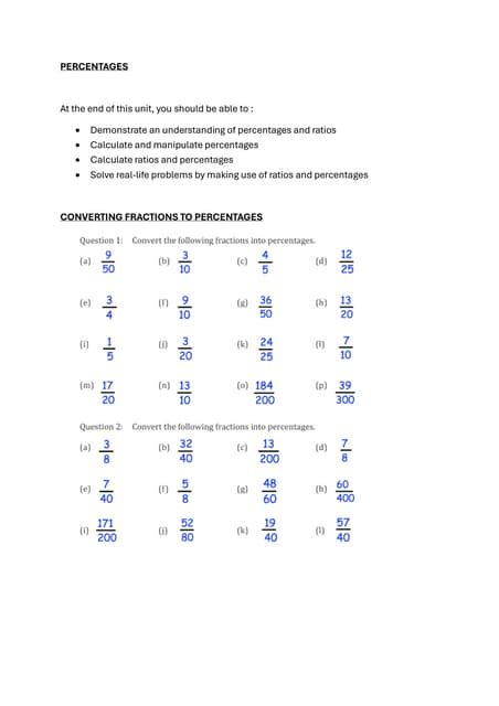 Percentages Eduvos Mathematics Practice Questions Pdf