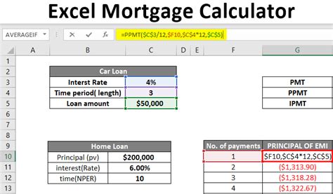 excel mortgage calculator how to calculate loan payments in excel