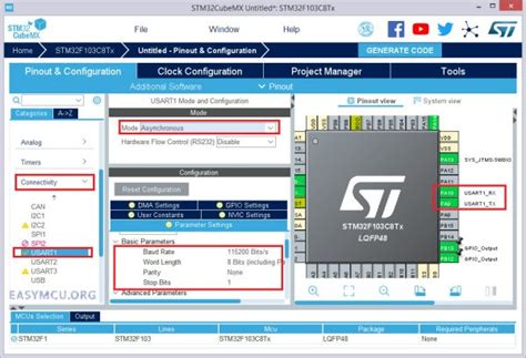 راه اندازی واحد سریال Uart در Stm32 Easymcu ایزی ام سی یو