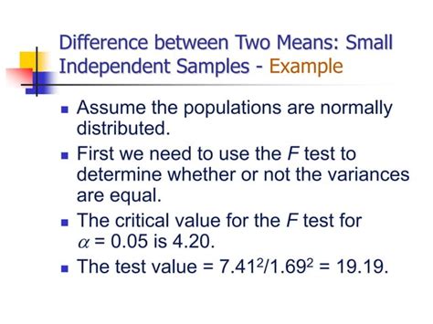Ch6 Testing The Difference Between Means Variances Ppt