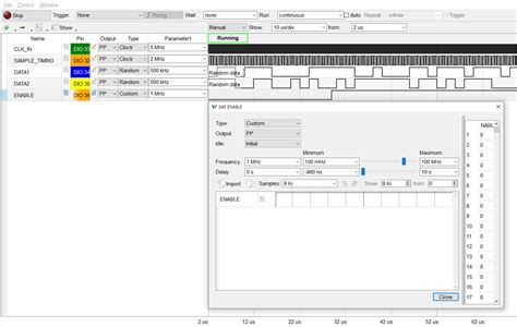 waveforms script for controlling logic1 and patterns1 instruments with