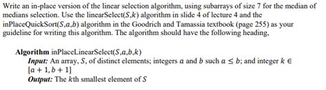 Write An In Place Version Of The Linear Selection