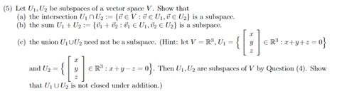 Solved Let U U Be Subspaces Of A Vector Space V Show Chegg