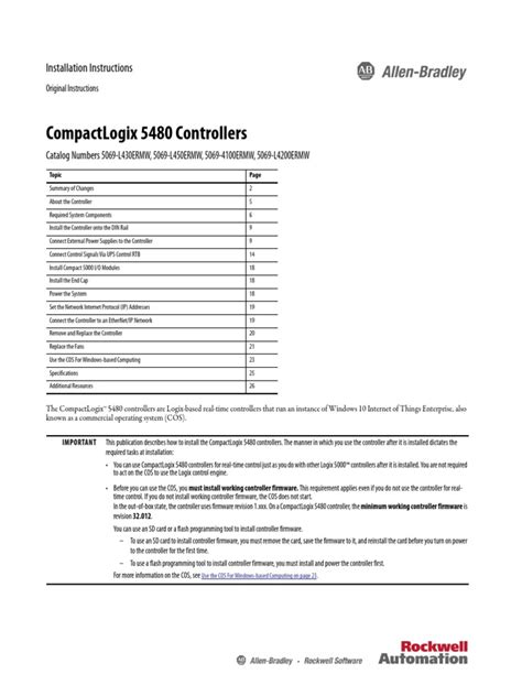 Compactlogix 5480 Installation Instructions Pdf Usb Ip Address