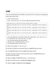 Lab 6 Pdf ICMP Internet Control Message Protocol ICMP Is A Meta Protocol For Controlling And