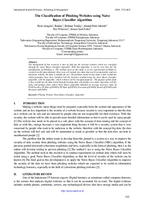 pdf the classification of phishing websites using naive bayes classifier algorithm