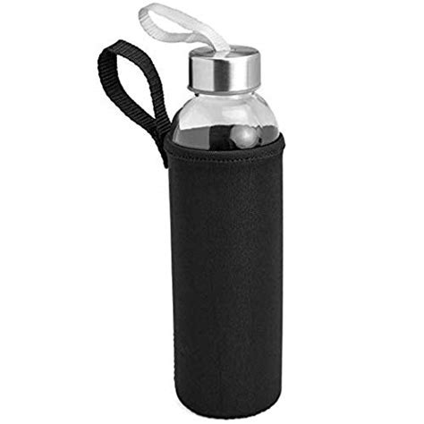 Kitchen Lux 16 Oz Glass Water Bottles Reusable Water Bottles With Airtight Stainless Steel