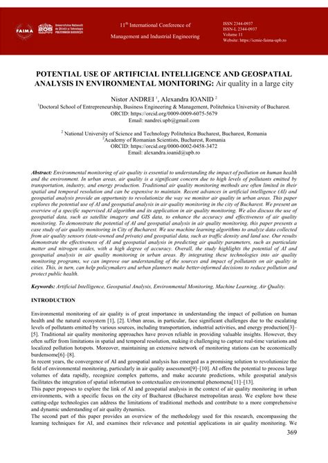 Pdf Potential Use Of Artificial Intelligence And Geospatial Analysis In Environmental