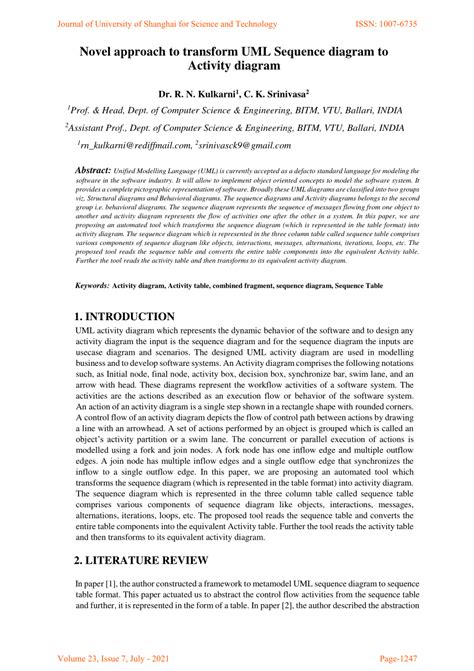 PDF Novel Approach To Transform UML Sequence Diagram To Activity Diagram