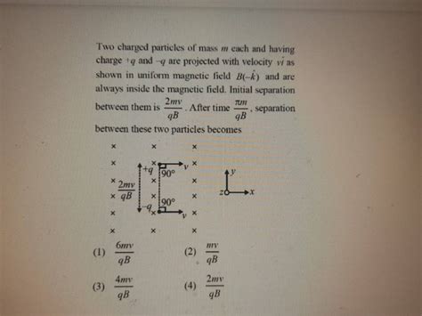 Two Charged Particles Of Mass M Cach And Having Charge Q And −q Are Proj