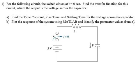 Solved 1 For The Following Circuit The Switch Closes At T