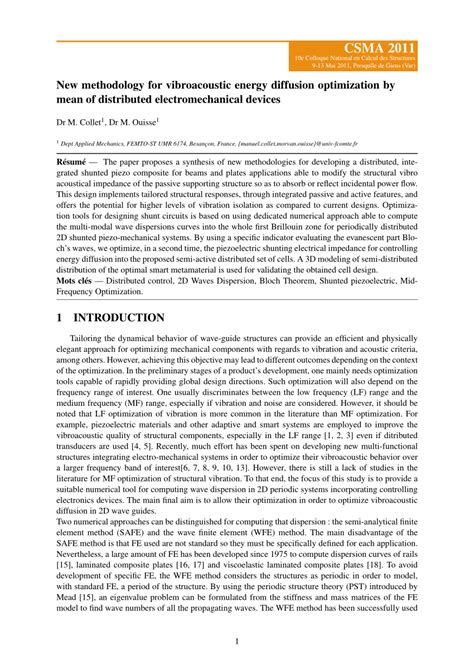 Pdf New Methodology For Vibroacoustic Energy Diffusion Optimization By Mean Of Distributed