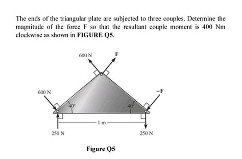 the ends of the triangular plate are subjected to three couples