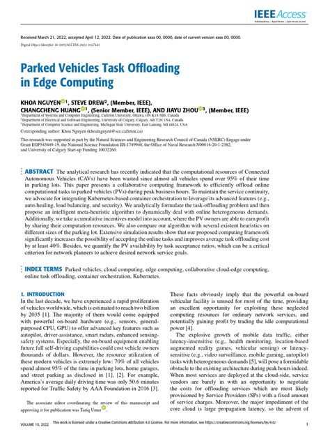 Parked Vehicles Task Offloading In Edge Computing Pdf Computer Cluster Computer Network