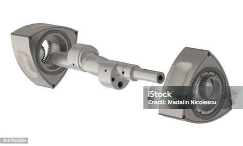 회전식 Wankel 엔진 피스톤과 캠축 흰색 배경에 고립된 폭발적인 뷰 3d 렌더링 돌기에 대한 스톡 사진 및 기타 이미지 돌기 엔진 0명 Istock