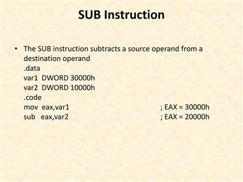 Assembly Language Addition And Subtraction Pptx