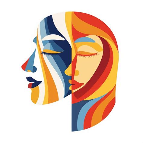 Premium AI Image Intertwined Brilliance Geometric Minimalist LGBT Couple Portraits In Abstract