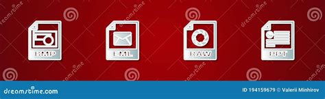 Icono Set Bmp File Document Eml Raw Y Ppt Vector Ilustración Del Vector Ilustración De