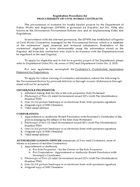 Requirements For Dpwh Registration Identity Document Notary Public