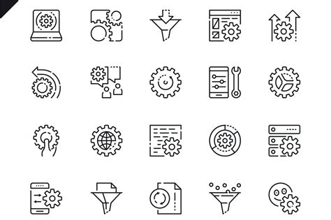 Simple Set Data Processing Line Icons Ai Eps Website Icons Data Processing Pictogram Line