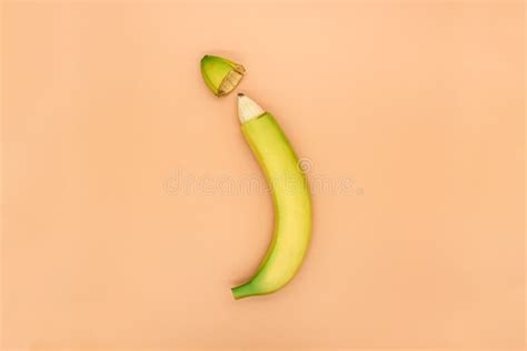 Concept Of Male Circumcision Banana With The Tip Of The Peel Cut Off