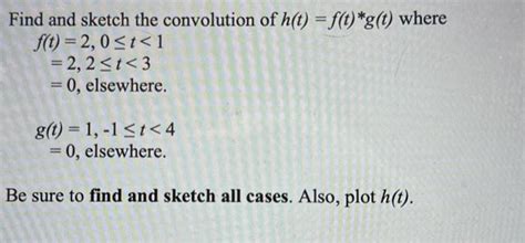 Solved Find And Sketch The Convolution Of H T F T G T Chegg