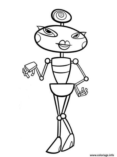 Coloriage Une Robot Femme Dessin Robot à Imprimer