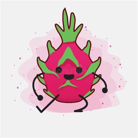 Lindo Dragón Fruta Mascota Carácter Ilustración Ilustración Del Vector